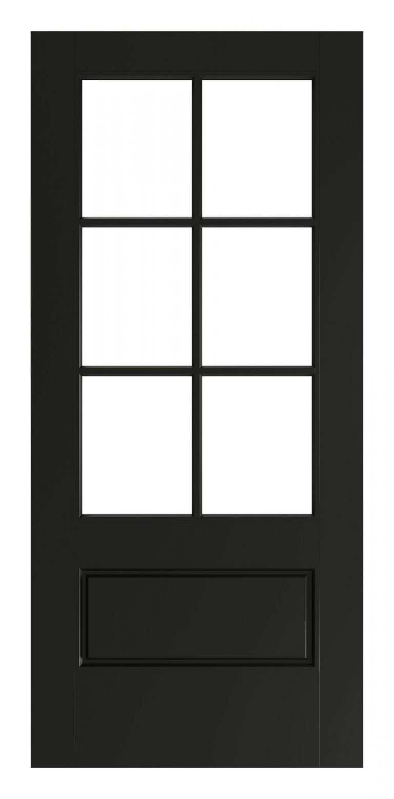34 Lite Flush Glazed 6 Lite Grid Door With Clear Glass In Obsidian Advisar